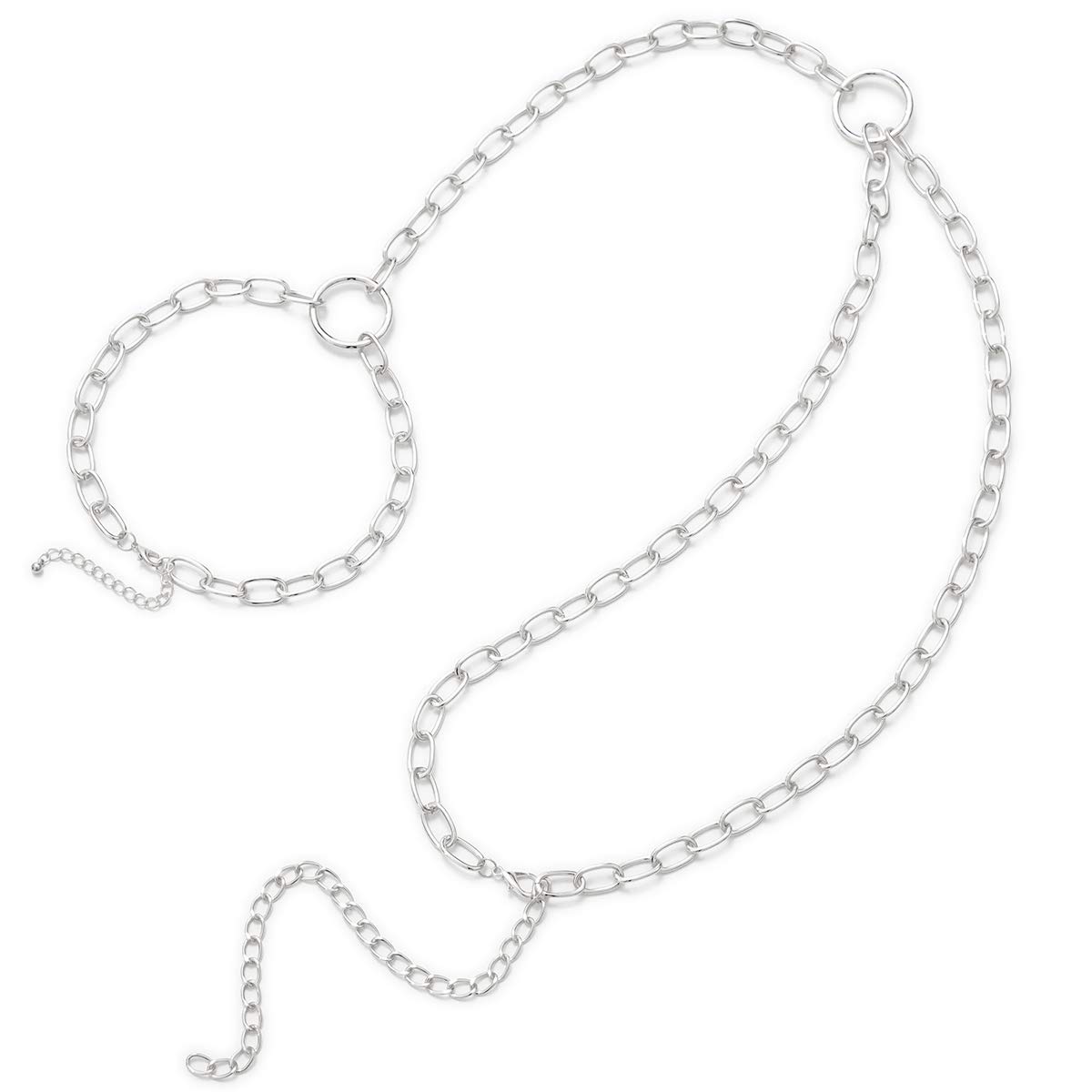 Punk Body Harness for Women Sexy Bra Body Chain Statement Necklace Metal Waist Belly Chain Belt Beach Accessories (Silver)