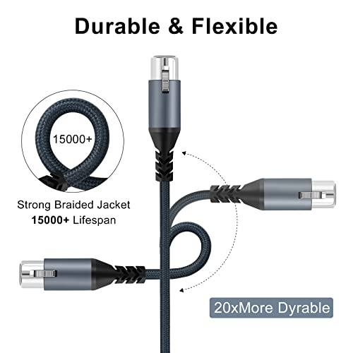 Twozoh XLR Cables 15FT, Braided Balanced 3Pin XLR Male to XLR Female Audio Microphone Cable (Professional/HiFi)