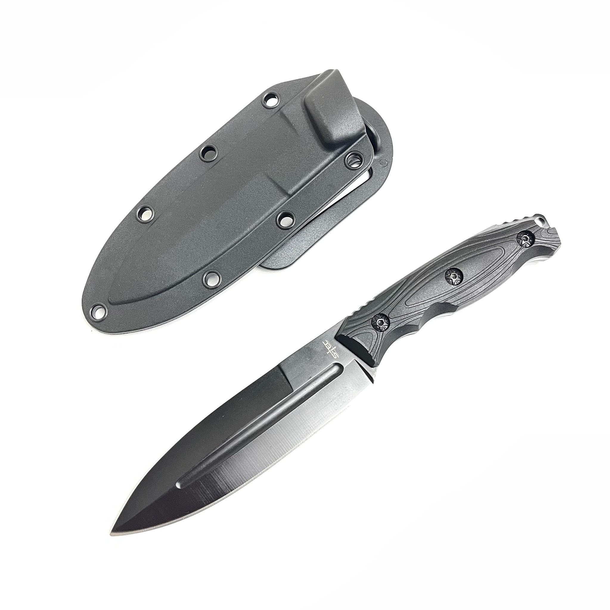 S-TEC 9" Full Tang Fixed Blade Knife with ABS Swivel Sheath - GEN 3 - I Hunting I Camping I Diving I Stainless Steel Blade I ABS Handle I Outdoor Activities I (Matte Black)