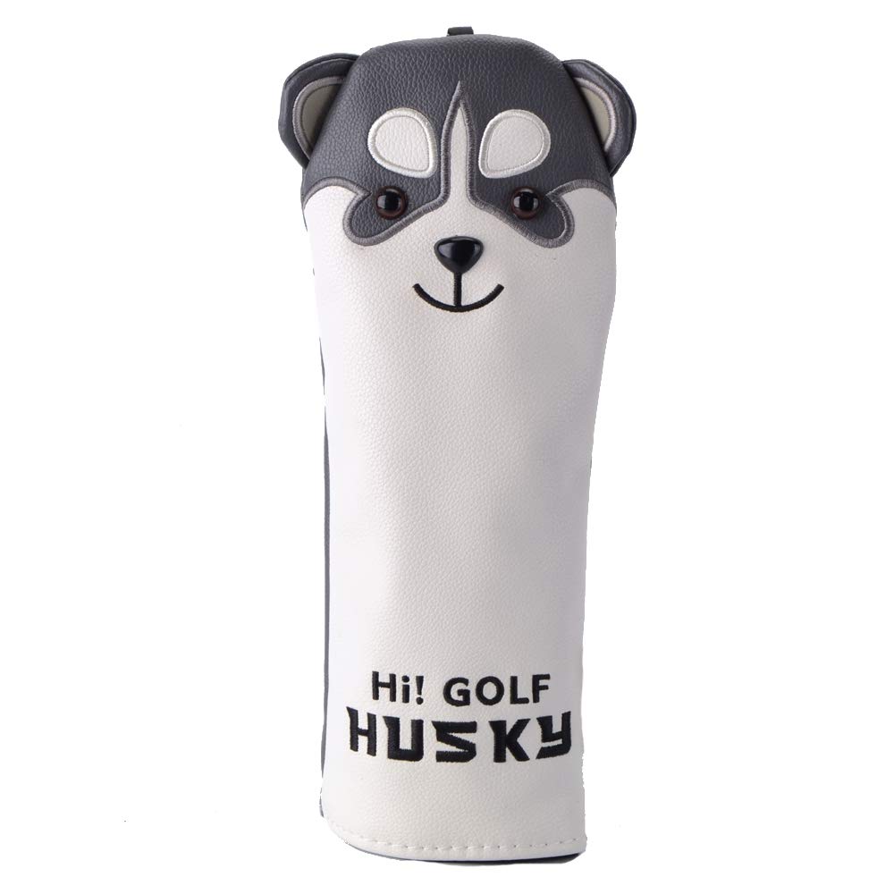 PLUSKER 1PC Golf Club Head Cover for Hybrid Synthetic Leather with Husky Pattern Design Creative Golf Headcover