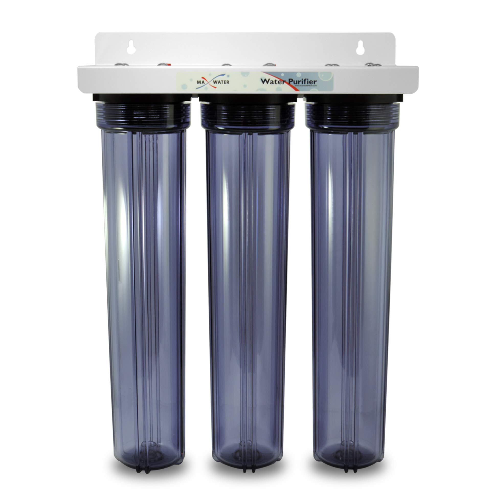 Max Water 3 Stage 20" x 2.5" Whole House Clear Water Filter System Without Filters