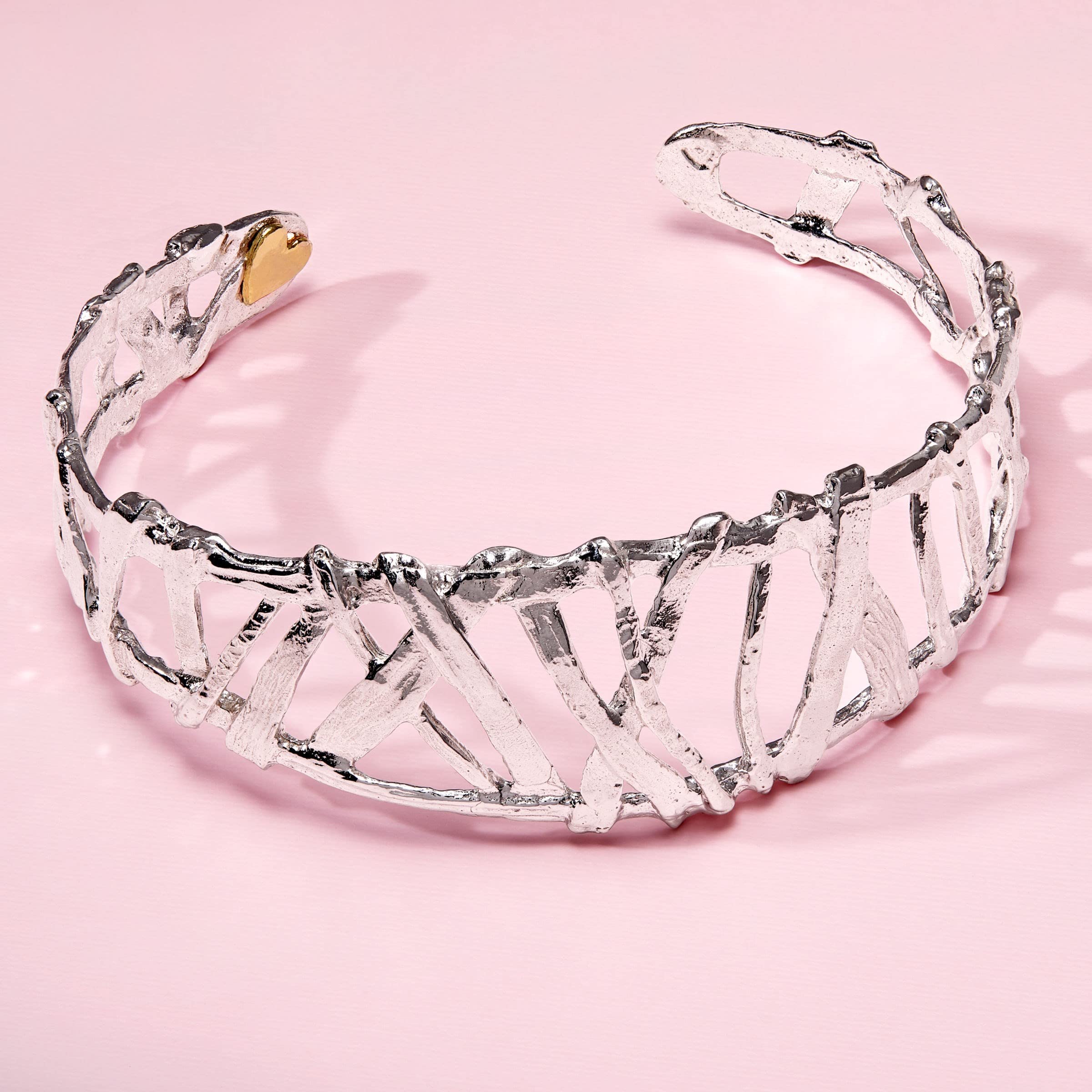 Silpada 'Heart of the Matter' Heart Cuff Bracelet in Sterling Silver & 14K Gold Plating, 7"