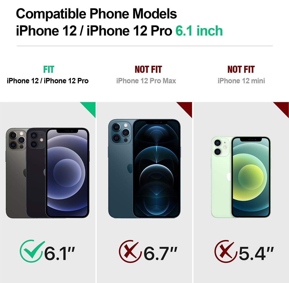 Poetic Guardian Series Designed for Apple iPhone 12/ iPhone 12 Pro 6.1 Inch Case, Full Body Hybrid Shockproof Protective Cover with Built-in Screen Protector, Black/Clear