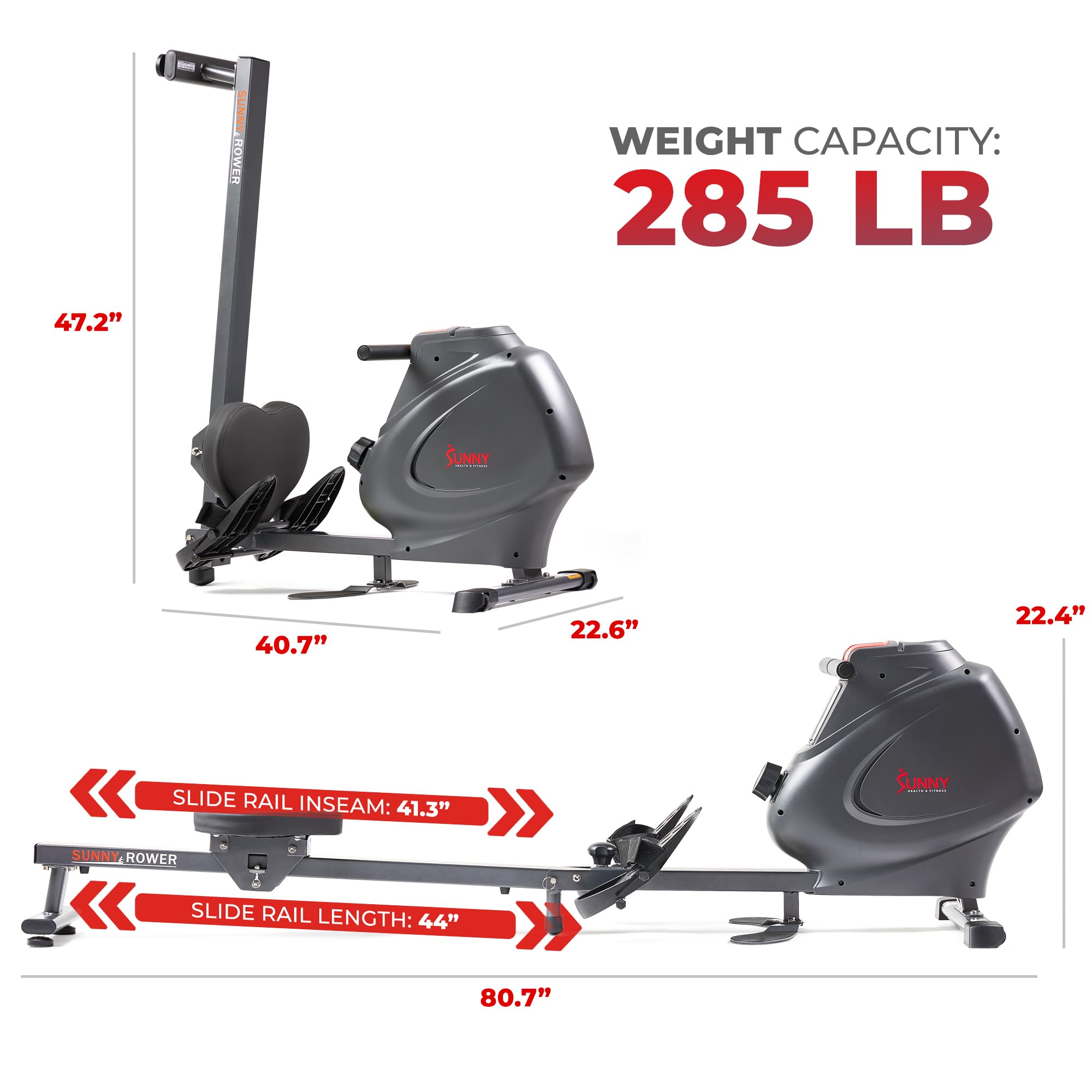 Sunny Health & Fitness Premium Magnetic Rowing Machine Interactive Rower with Optional Exclusive SunnyFit® App and Smart Bluetooth Connectivity - SF-RW5941SMART