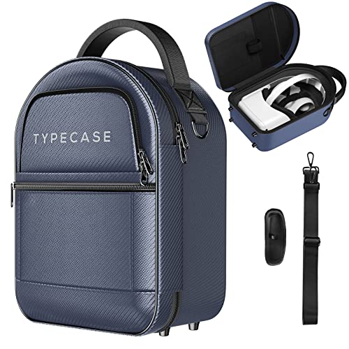 typecase Carrying Case for Oculus Quest 2, Elite Strap & Quest 2 Accessories - Holds Controllers, Battery Packs, Link Cables & Face Covers - Protective Travel Case Compatible with Meta Quest 2 (Blue)