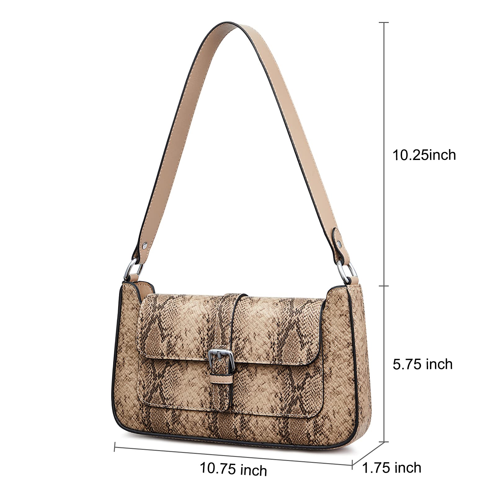 S-ZONE Genuine Leather Shoulder Bags for Women Hobo Purses Handbags Snakeskin Small Retro Classic
