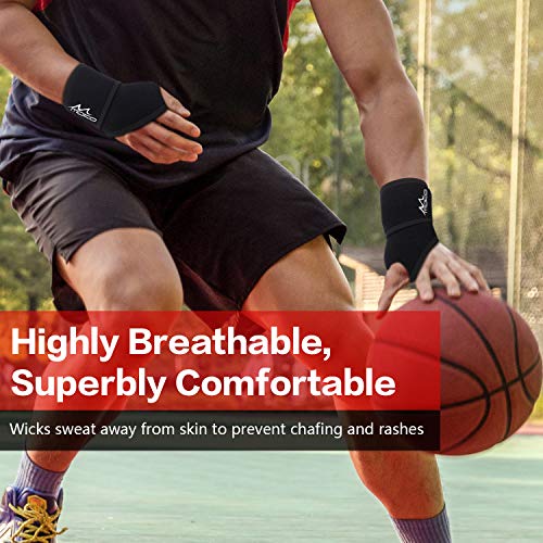 MoKo Wrist Brace, (2 Pack) Adjustable Athletic Wrist Support Wrist Wraps for Women Men Working Out, Tennis, Weightlifting, Biking, Carpal Tunnel, Black