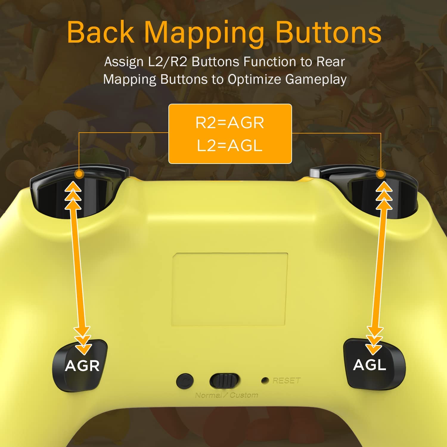 Wireless Controller for Nintendo Switch/Switch Lite/OLED Game Console,Switch Remote Controller for Kids,with Turbo, Motion,Dual Vibration,Back Mapping,Wake Up,Screenshot,Yellow