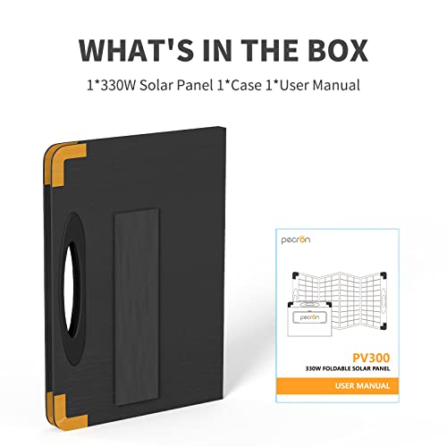 pecron PV300 330W Portable Solar Panels for E600LFP/E1000PRO/E1500PRO/E2000LFP/E3000 Portable Power Stations with Adjustable Kickstand Foldable Solar Panel Power Backup for Outdoor Van Camper Off Grid