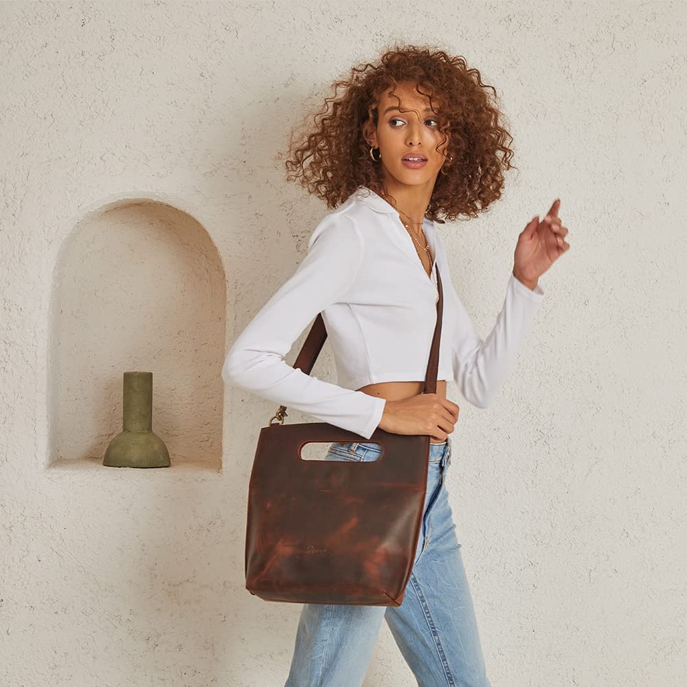 S-ZONE Women Vintage Genuine Leather Backpack Purse with Clutch Bag