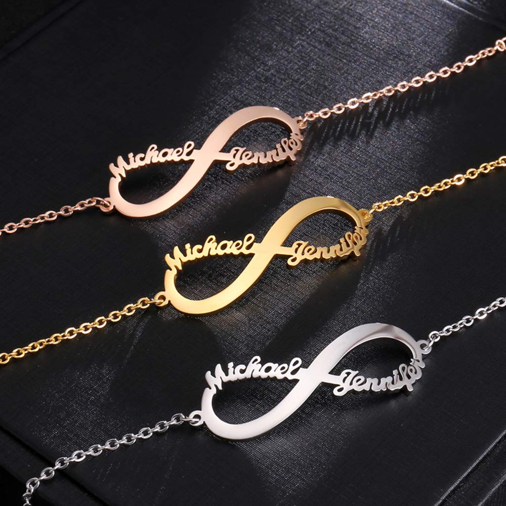 RMREWY Infinity Symbol Custom Name Bracelet 925 Sterling Silver Engrave Any Name Personalized Bracelet Ankle Customized Gift for Women
