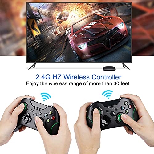 Wireless Controller for Xbox one, Built-in Dual Vibration 2.4HZ Gamepad Compatible with Xbox One/One S/One X/One Elite/ PS3/ Windows 10 (Black) (Renewed)