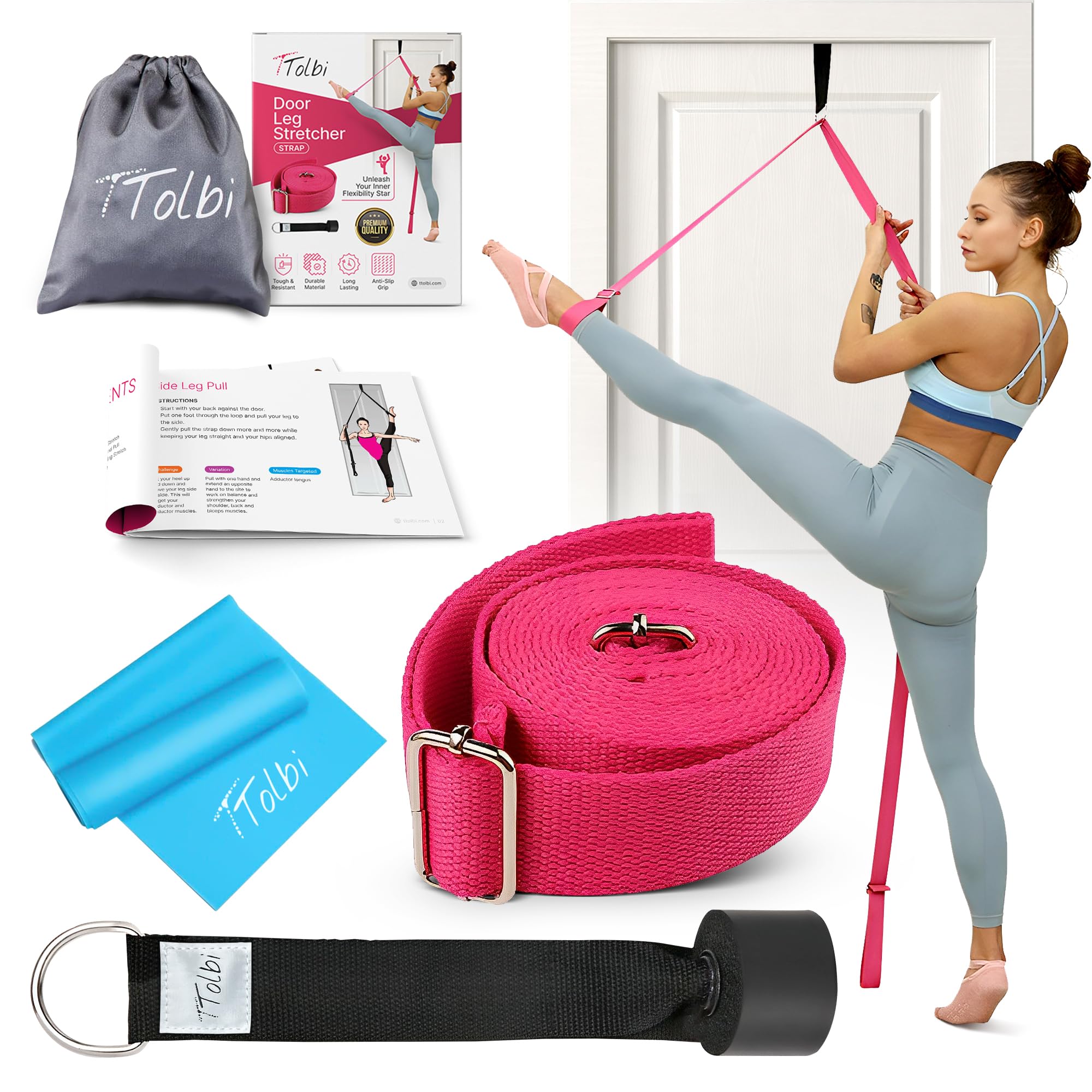 Premium Door Leg Stretcher: Stretching with Leg Flexibility Trainer, Dance Stretching Equipment: Splits Trainer Bands for Stretching in Ballet, Cheerleading, Gymnastics, Cheer Dancers Stuff, Door Stretch Strap