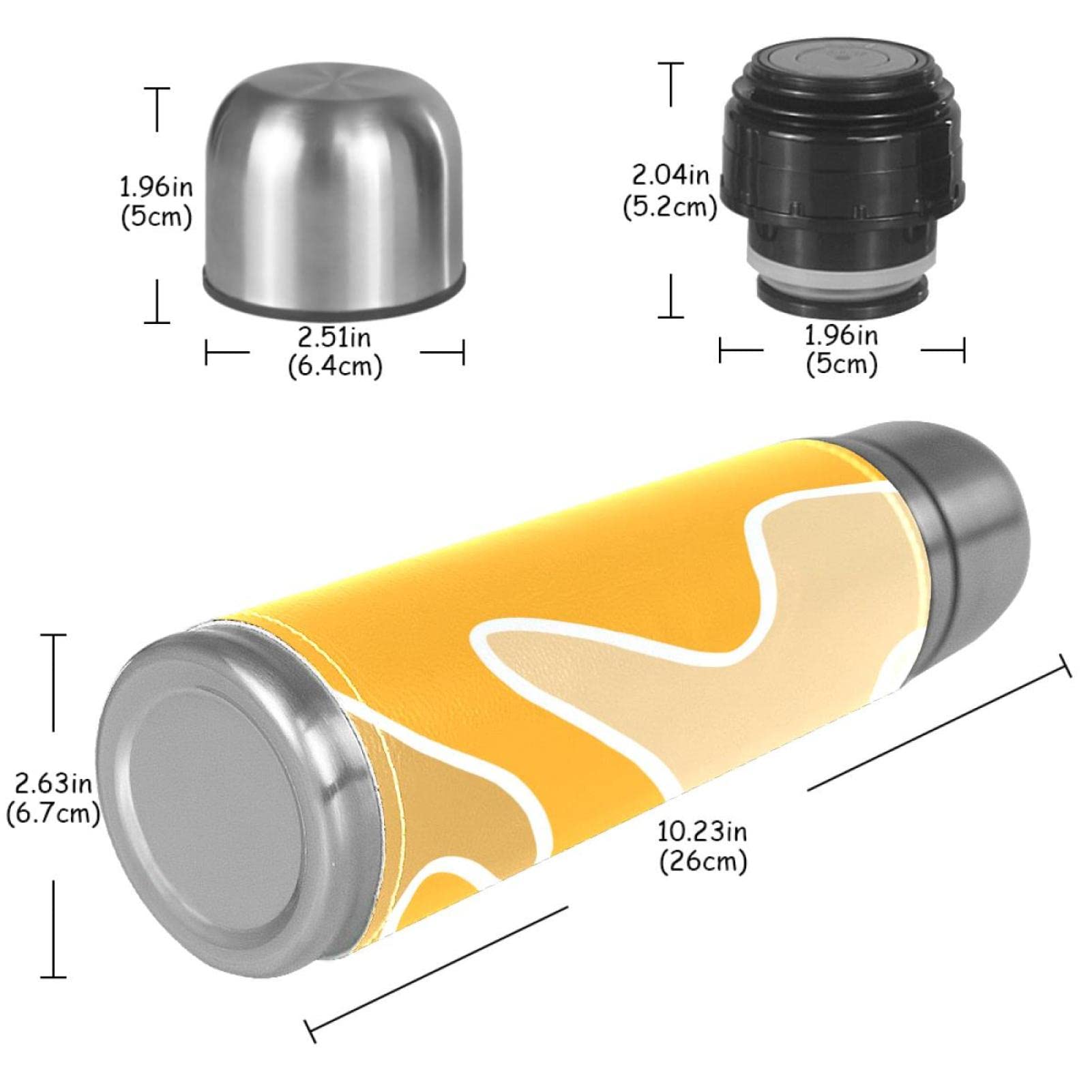 Stainless Steel Leather Vacuum Insulated Mug Abstract Thermos Water Bottle for Hot and Cold Drinks Kids Adults 16 Oz