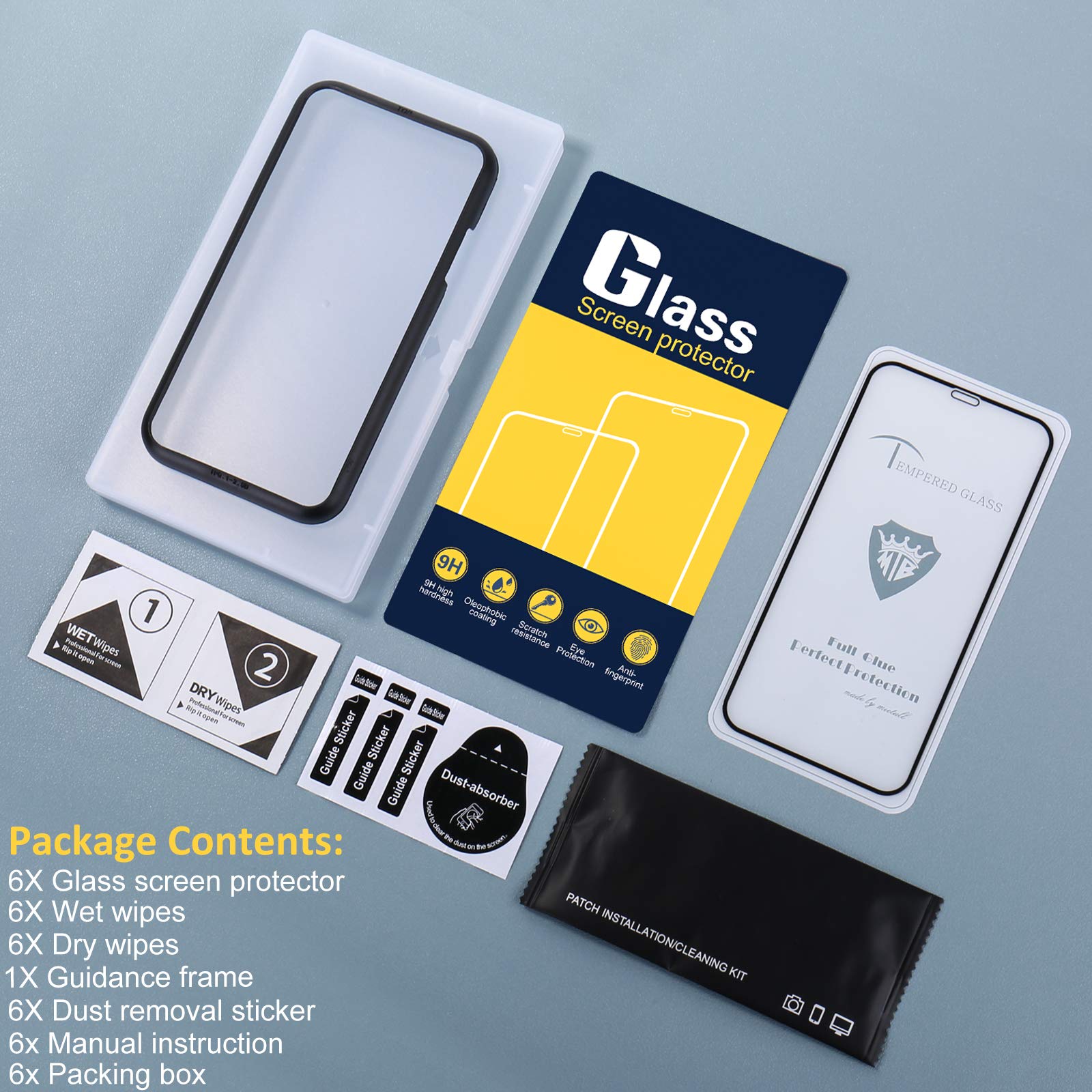 Pofesun 6 Pack Edge-to-Edge Tempered Glass Screen Protector for iPhone 11/iPhone XR 6.1Inch, Full Framed Coverage Film with Easy Installation Kit, HD Anti-Scratch Bubble Free 9H Hardness Case Friendly