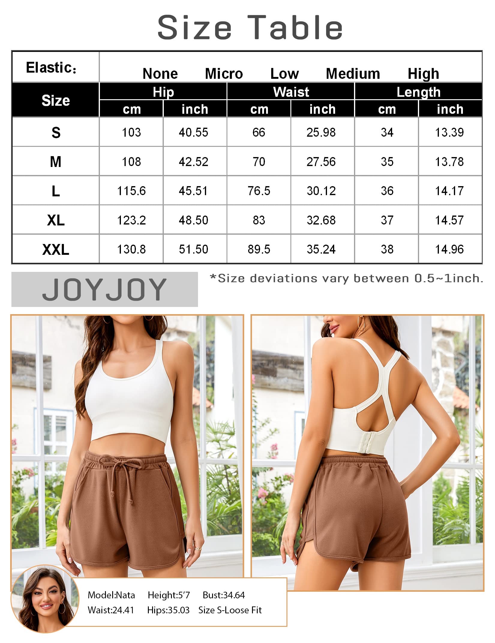Womens Sweat Shorts Casual Summer Comfy Lounge Athletic Shorts Elastic Cotton Yoga Running Shorts Brown M