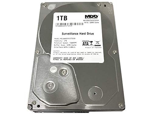 MaxDigitalData 1TB 32MB Cache 7200PM SATA 3.0Gb/s 3.5" Internal Surveillance CCTV DVR Hard Drive (MD1000GSA3272DVR) - w/ 2 Year Warranty (Renewed)