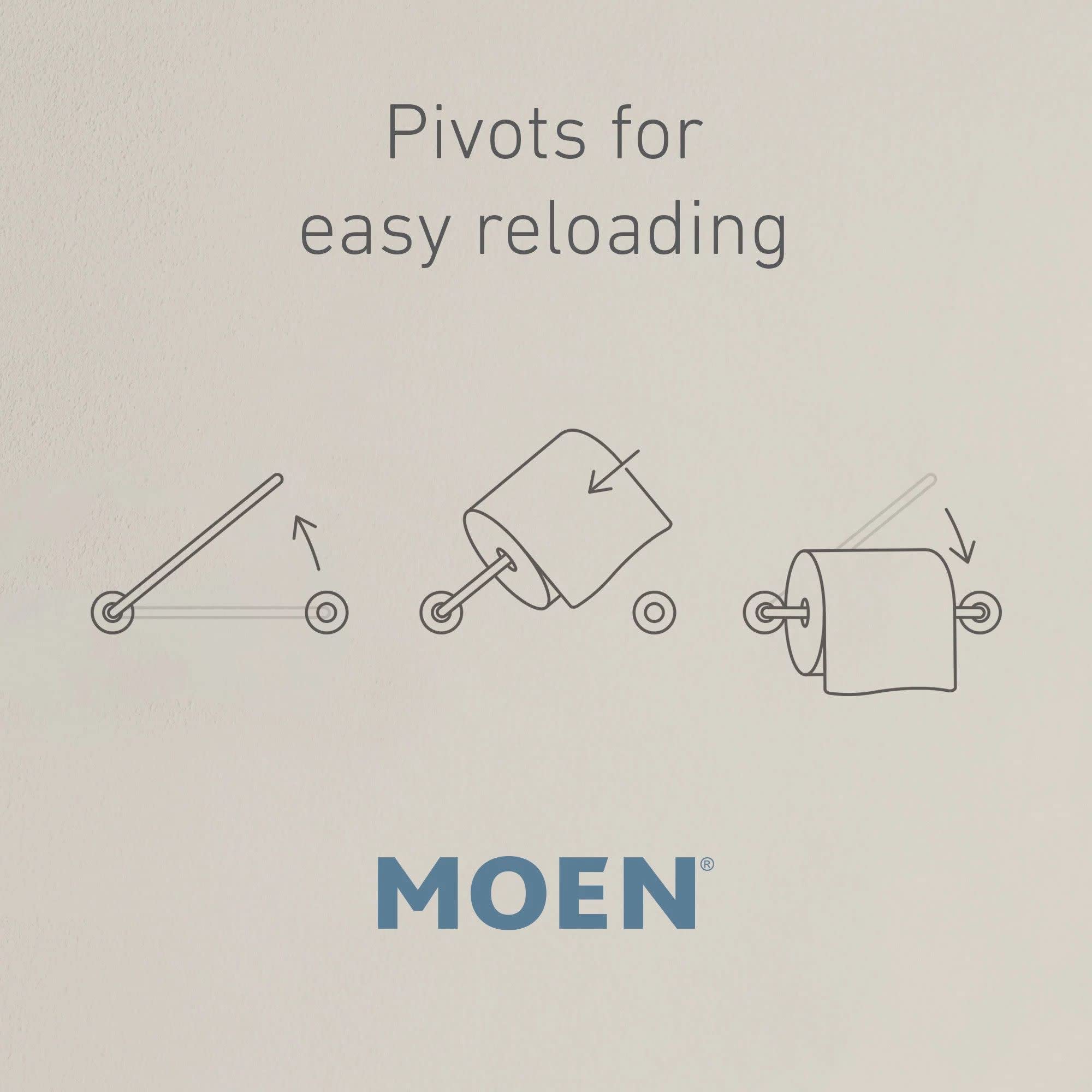 Moen Voss Brushed Gold Pivoting Toilet Paper Holder, Wall Mounted Toilet Tissue Holder for Bathroom, YB5108BG