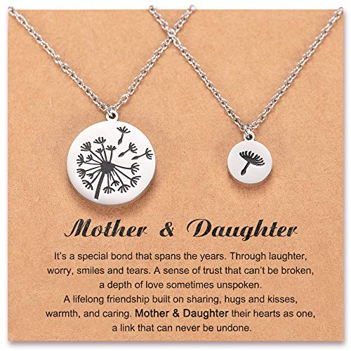 Shonyin Mother Daughter Necklace Set for 2 Matching Dandelion Mommy and Me Jewelry Back to Sch Mothers Day Birthday Christmas Gift for Mom from Daughter Present Stocking Stuffers for Mom