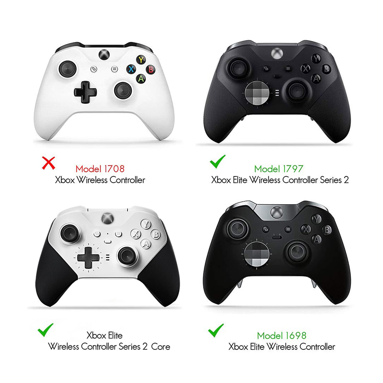 TOMSIN Xbox Elite Controller Series 2 Paddles,4 pcs Metal Stainless Steel Paddles for Xbox One Elite 2 Controller,Xbox Controller Elite 2 Core Accessories Model 1797(2 Medium & 2 Mini)(Black)