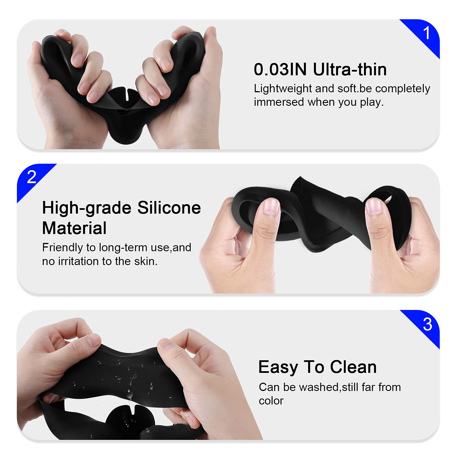 Rumbloo Silicone Controller Grip Cover for Oculus Quest 2, VR Face Protector Cover for Quest 2, VR Shell Front Cover, Headset Accessories Anti-Scratch Anti-Shock