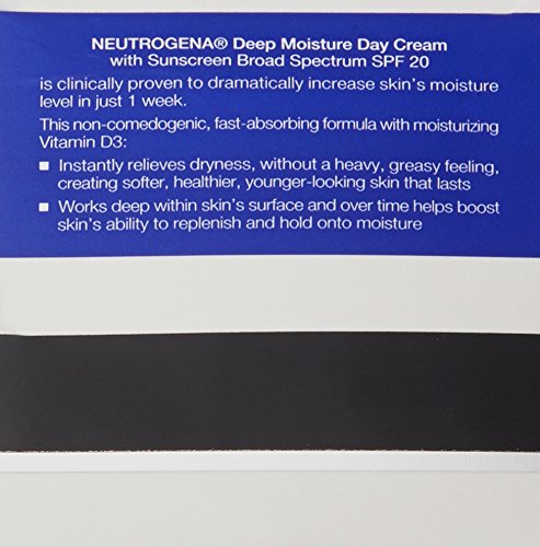 Neutrogena Deep Moisture Face Cream with SPF 20 Sunscreen, Glycerin, Shea Butter & Vitamin D3, Face moisturizer for dry skin - SPF moisturizer, Glycerin, Shea Butter, Vitamin D3, 2.25 oz