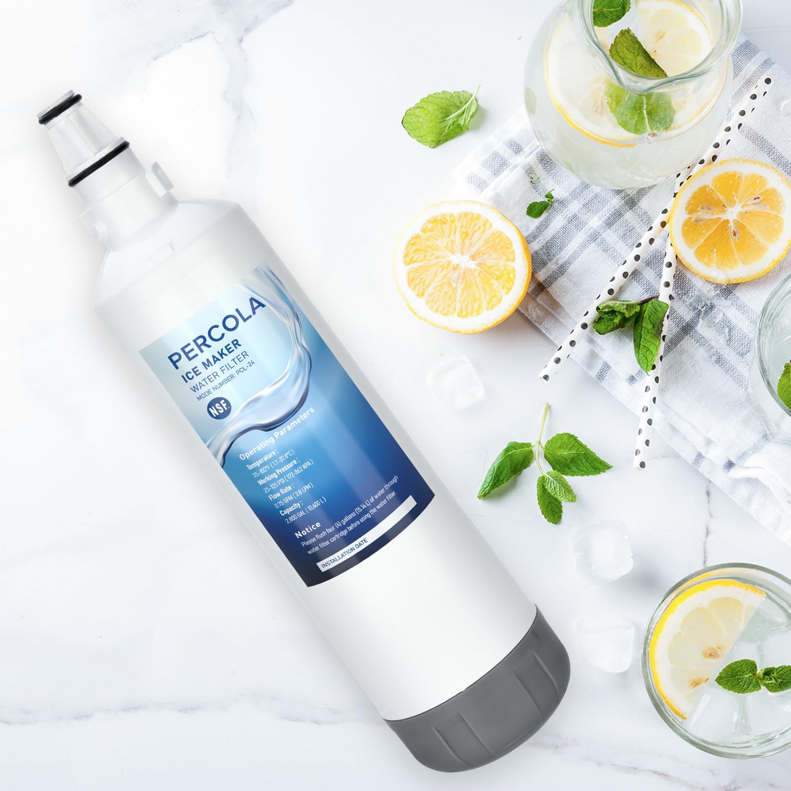 PERCOLA Sub-Zero 7012333/7042803 & Manitowoc K00374/K00374001 Ice Maker Water Filter, Compatible with Sub-Zero UC-15I Ice Maker, Manitowoc AR-2800/ SM-50 Ice Maker (3 Pack)
