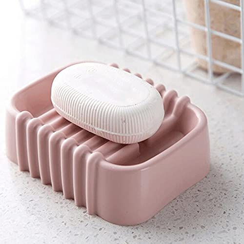 PLMM soap Box， Soapbox Plate Tray Drain Bathroom Flexible Soap Dishes Storage Holder Creative Bath Tools (Color : Pink)