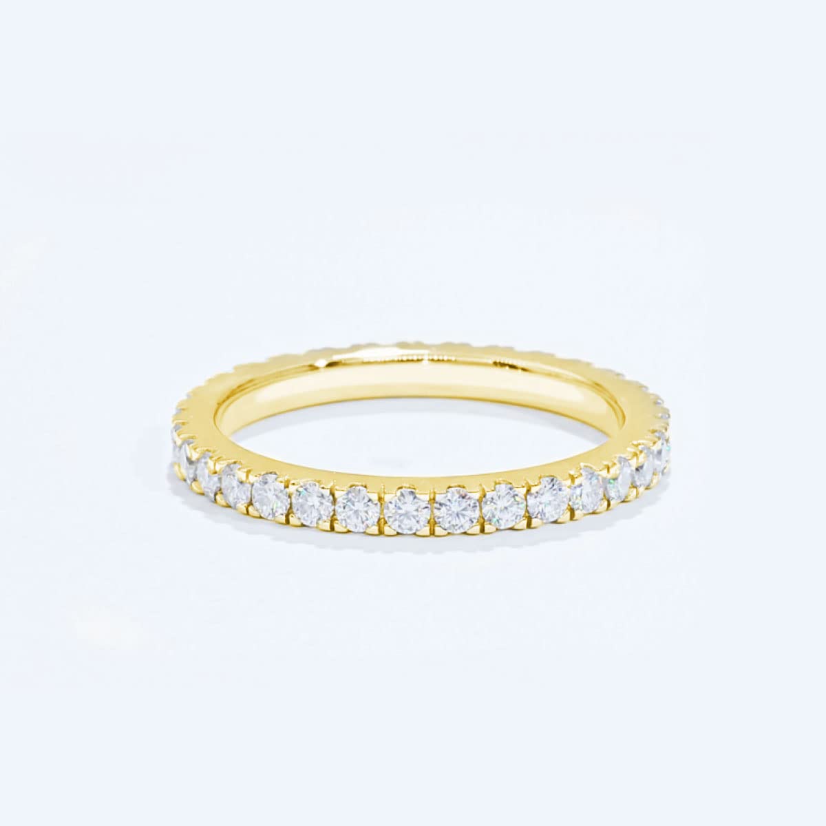 Sizeron 1cttw Moissanite Wedding Bands 14K Yellow Gold Plated Sterling Silver Full Eternity Ring Christmas Gift For Women Size 8