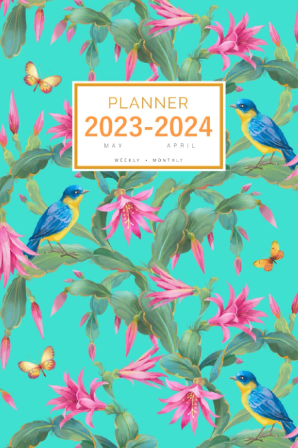Planner 2023-2024: 6x9 Weekly and Monthly Organizer from May 2023 to April 2024 | Cute Watercolor Cactus Design Turquoise