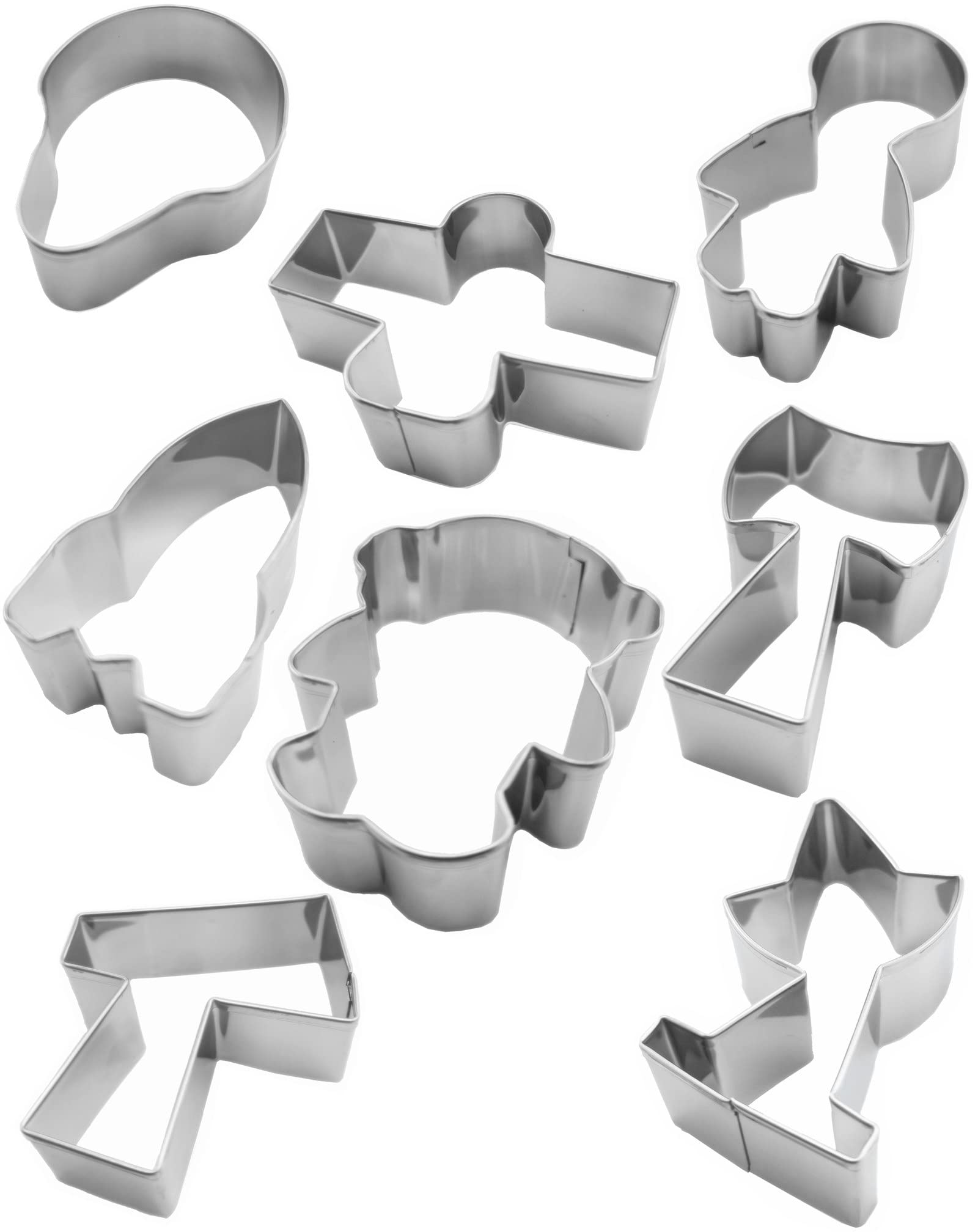 Space Alien Series Cookie Cutter Set of 8 pcs, Stainless Steel UFO Fondant Cutters Set Pastry Biscuit Baking Clay DIY Molds for Kids