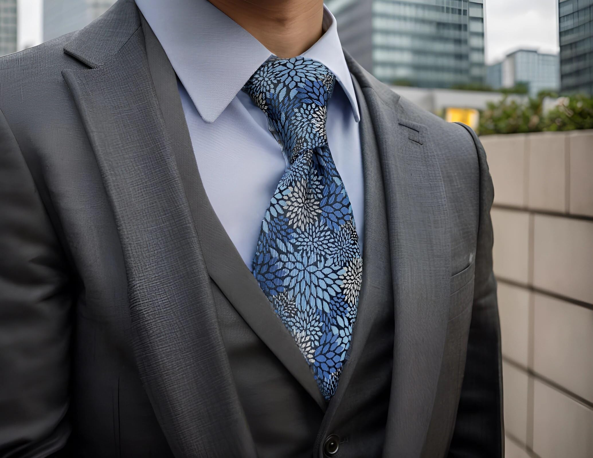 S&W SHLAX&WING Mens Ties Azure Blue Navy Steel Matching Cufflinks Only