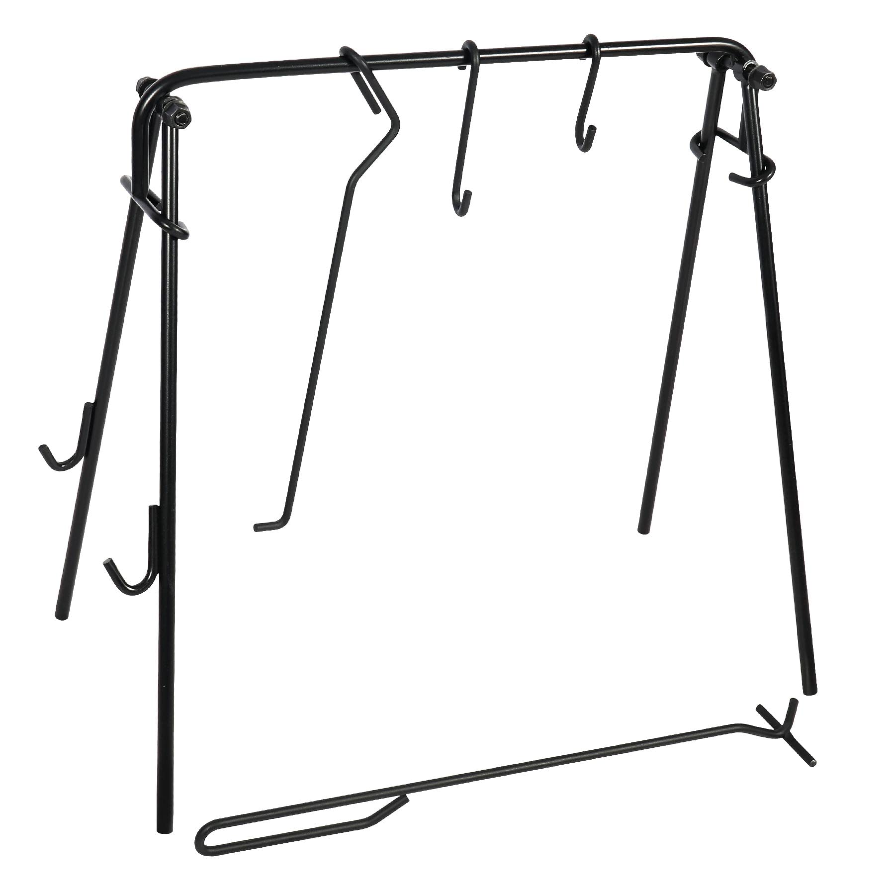 REDCAMP Campfire Cooking Stand, Portable Grill Swing with Hooks and Accessories, Cookware Hanging Rack for Cookware & Dutch Oven,Small