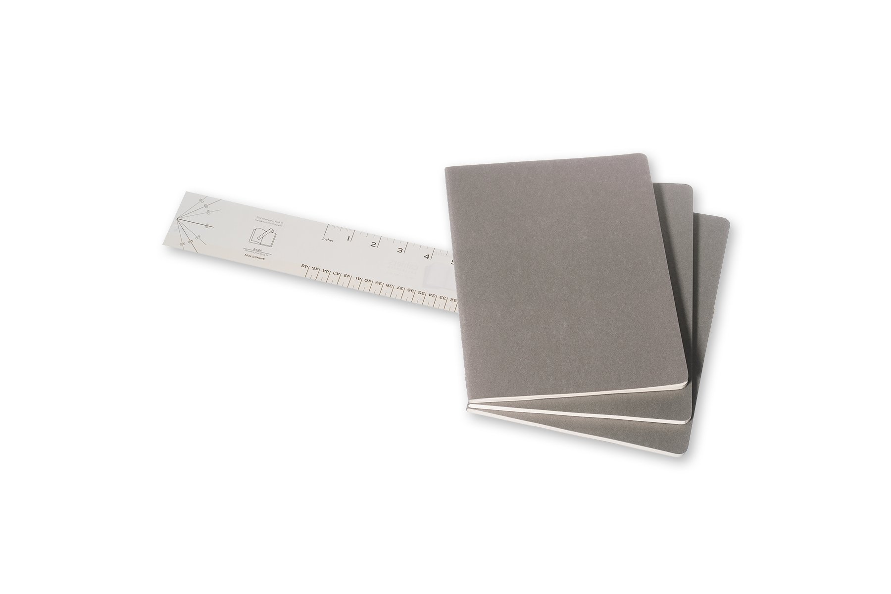 Moleskine Cahier Journal, Soft Cover, XL (7.5" x 9.5") Ruled/Lined, Pebble Grey, 120 Pages (Set of 3)