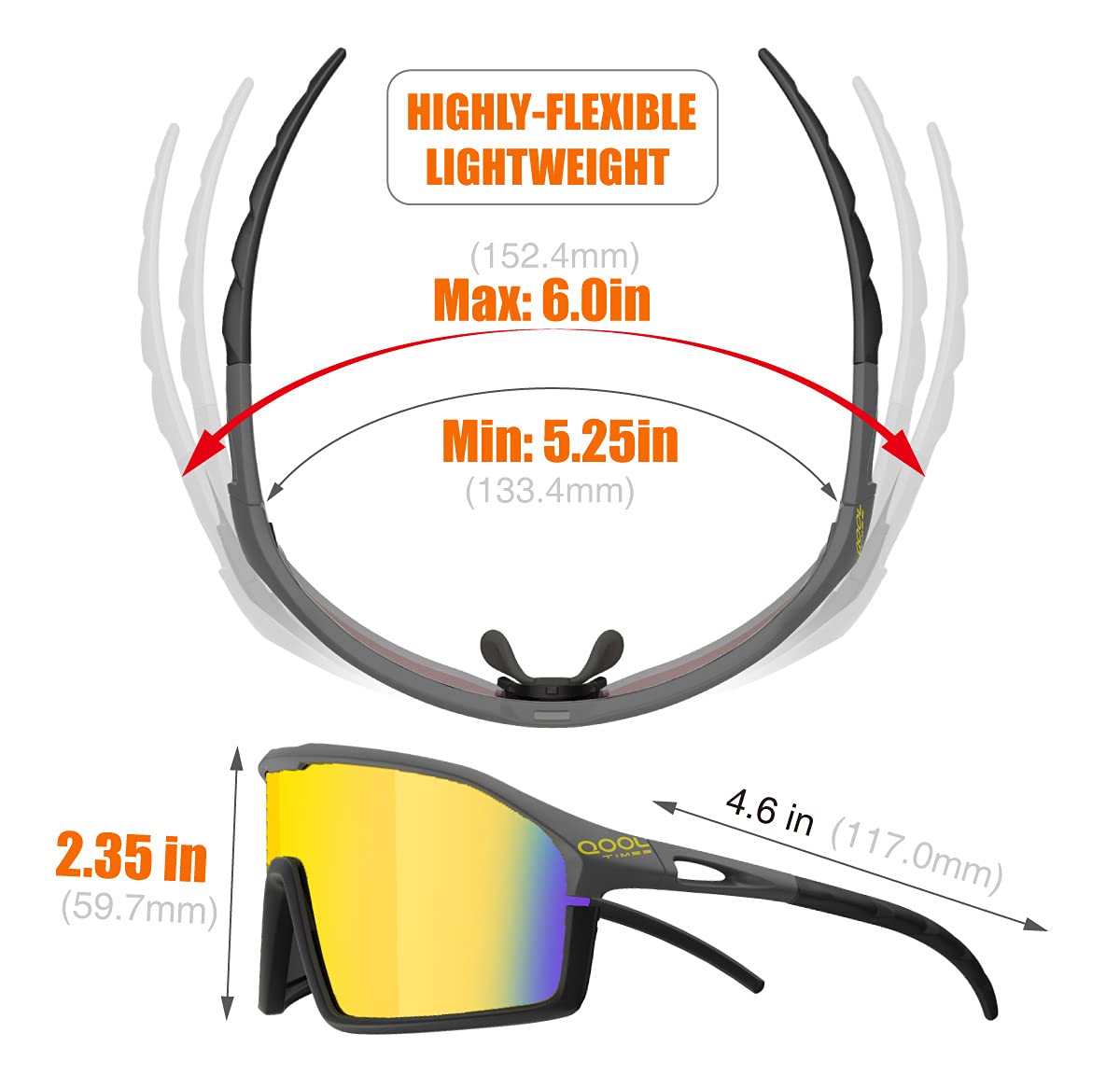 QOOL TIMES Living out your Polarized Cycling Sunglasses for Men and Women, Volleyball Running Golfing MTB Sutro Lite