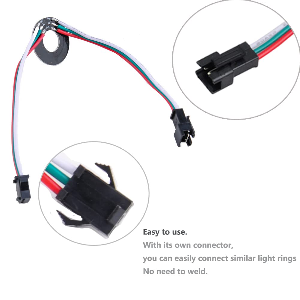 Stemedu 8 Bits Individually Addressable 5050 RGB LED Ring WS 2812B Pixel LED Lamp DC 5V Full Magic Color 8 LEDs Circle Light with Integrated Driver for Arduino Raspberry Pi ESP8266 (Pack of 2PCS)