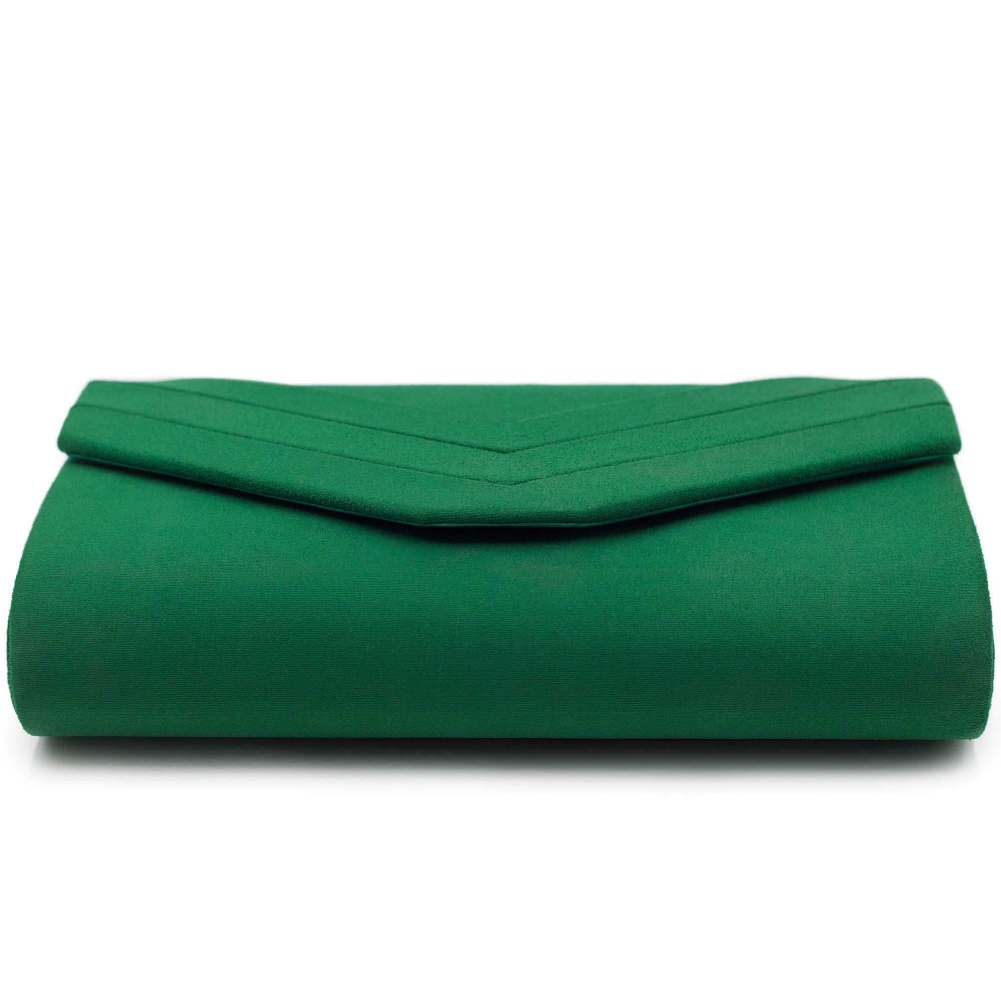 Milisente Clutch Purse for Women, Suede Envelope Evening Purses Crossbody Shoulder Clutch Bag (Green)