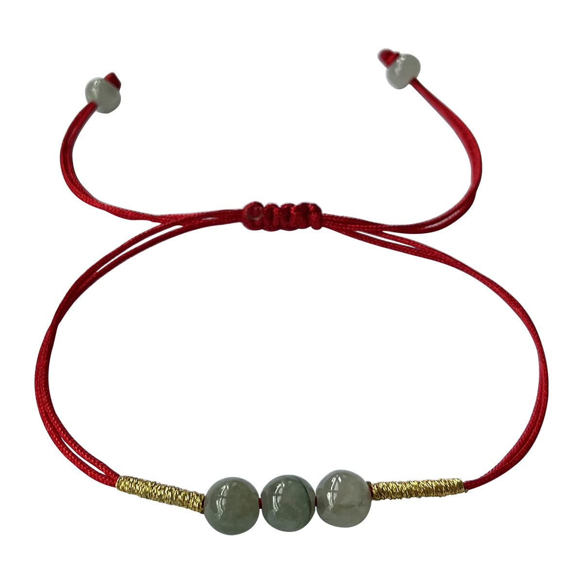 Qordelia Natural Green Jade Red String Bracelet Beads Jade Cuff Women Bangle Chinese Nephrite Personalized Gift for Mom Sister Gift for Her