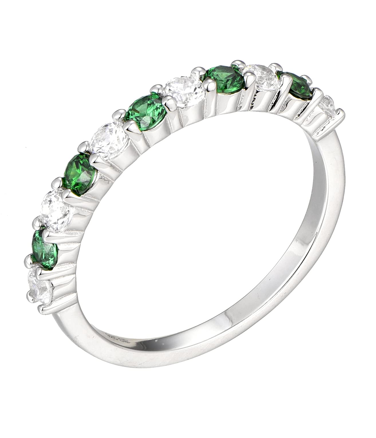 SIYELE 925 Sterling Silver Cubic Zirconia Eternity Ring for Women Wedding Engagement Rings