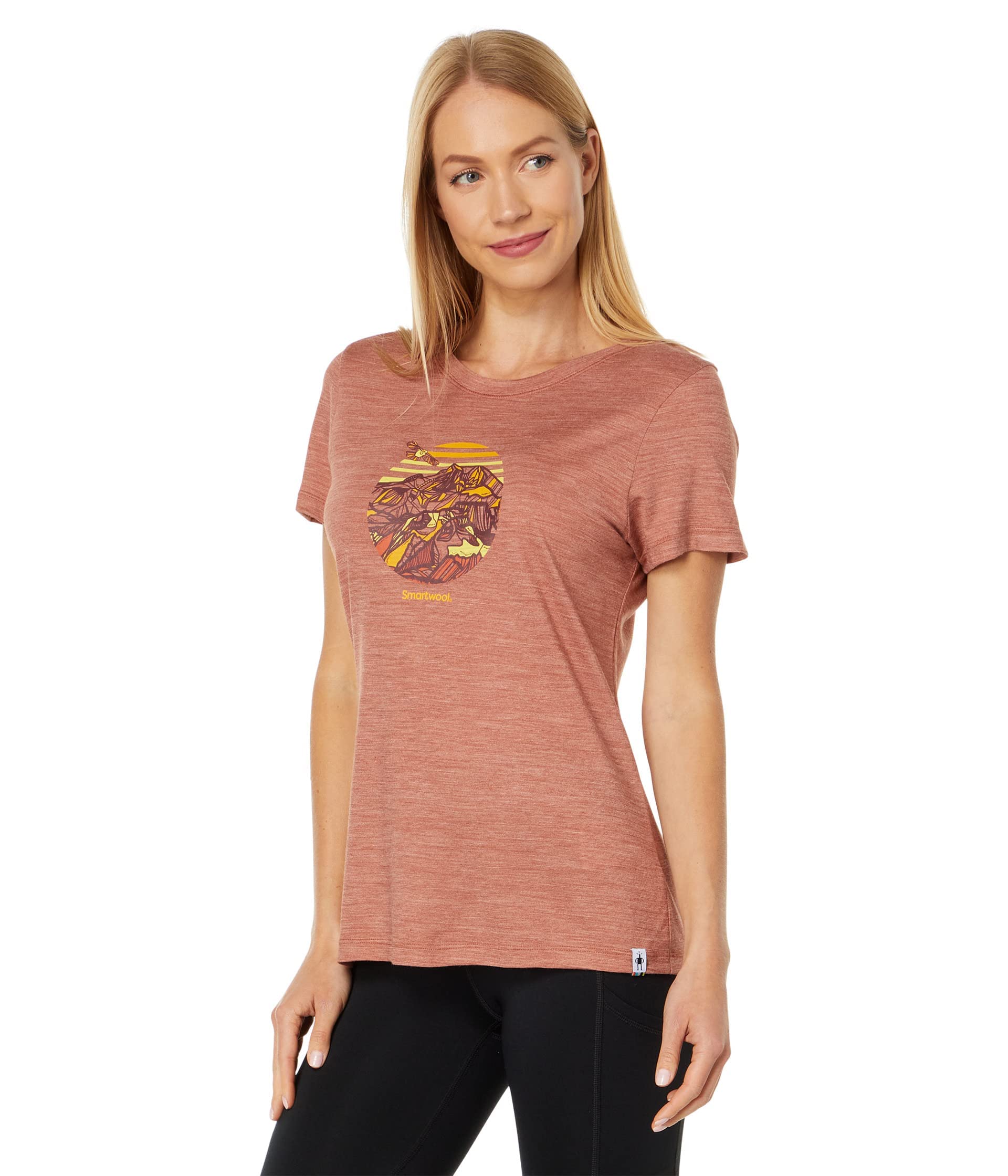 Smartwool Women’s Peak Freedom Merino Wool Short Sleeve Graphic Tee (Regular Fit) Copper Heather, Small