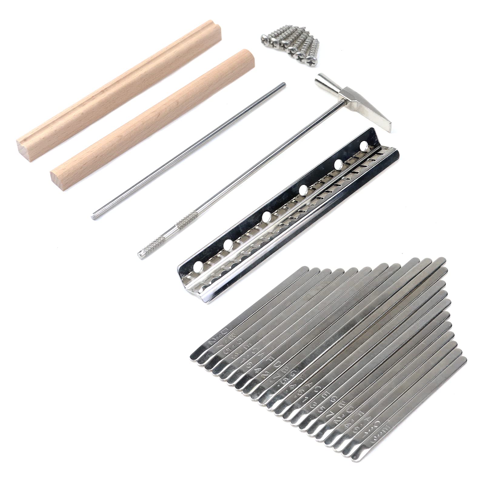 Woogim 21 Keys Kalimba Replacement Keys Kalimba DIY Keys Wood Bridge Kit with Tuning Hammer Thumb Piano DIY Accessory