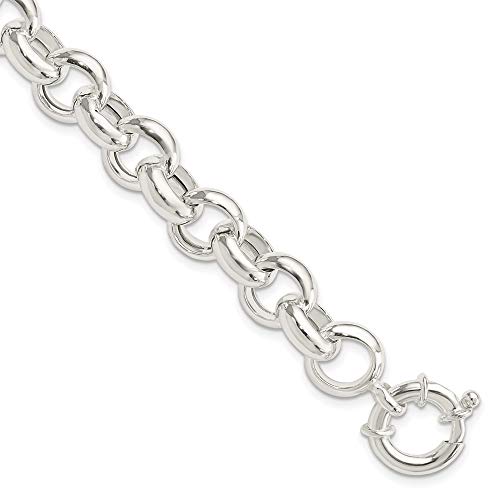 Sterling Silver Polished Fancy Rolo Link Bracelet 8in 11.5mm style QG5024-8