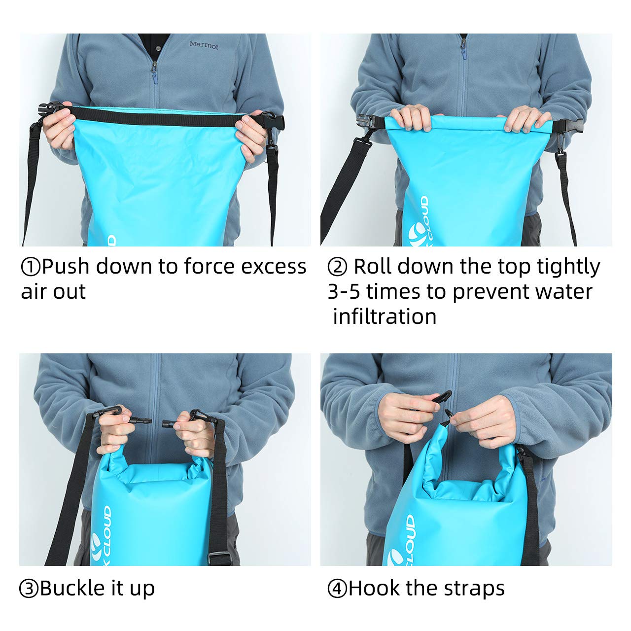 ROCK CLOUD Dry Bag Waterproof 20L Dry Sack for Kayaking Rafting Boating Beach Surfing Swimming Canoe Camping Hiking Fishing Ski, Black