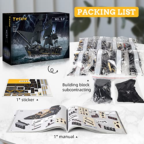 YESHIN Pirates Ship Model Building Kits, Pirate Brick Toy Set Construction Set to Build, Assembly Toy for Teens Collections