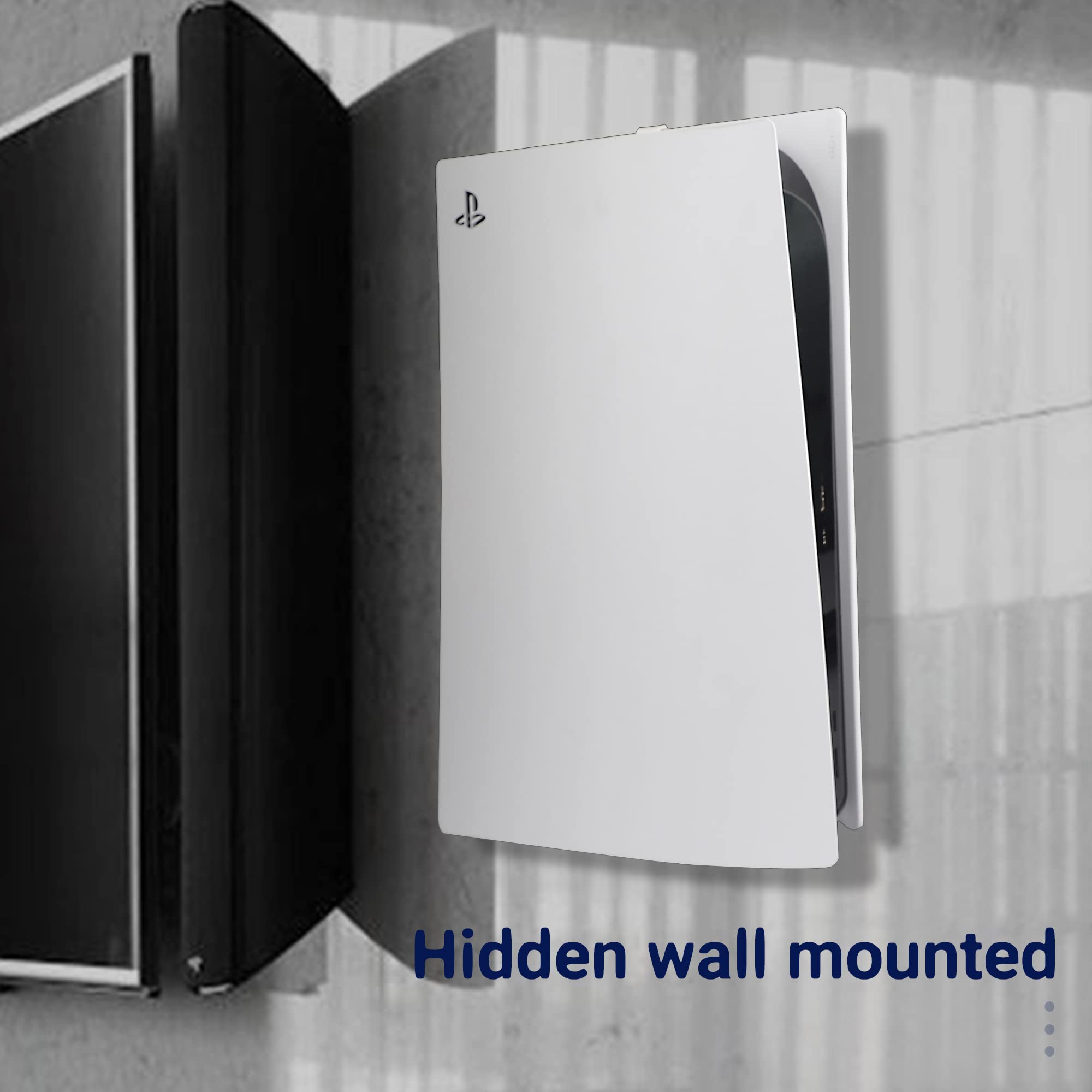Xahpower Wall Mount for PS5, Steel Wall Mount for Playstation 5 Disc and Digital Versions (White)