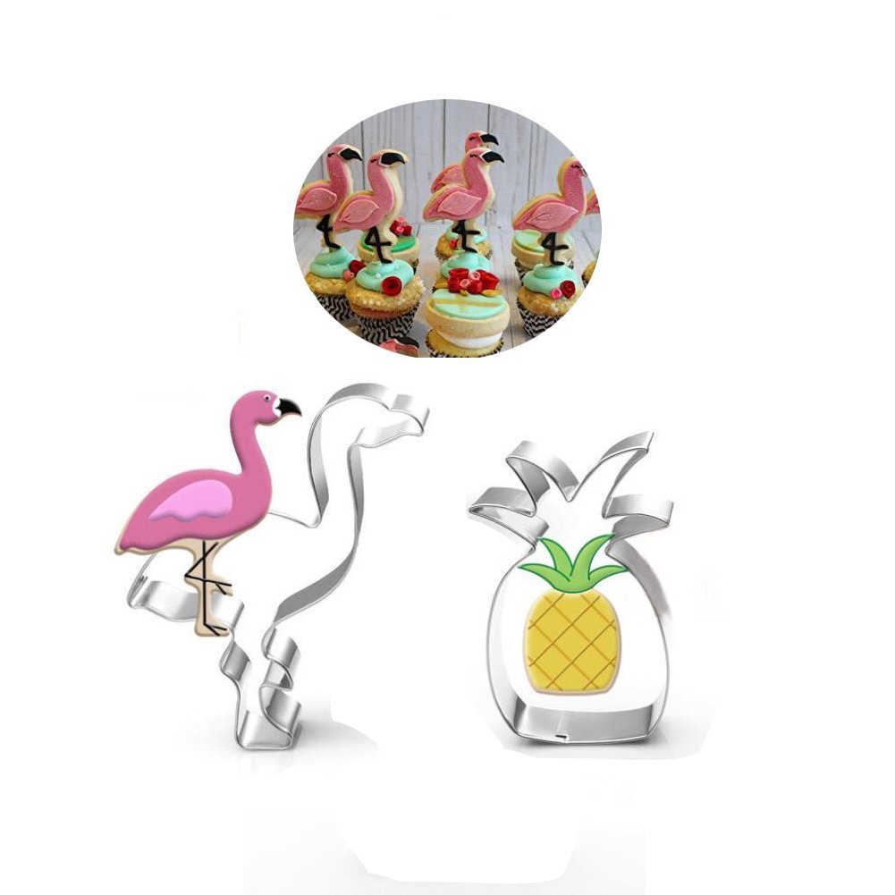 XYBAGS Tropical Cookie Cutter Set - 3 Piece - Pineapple, Flamingo, Palm Tree, Cookie Cutters Molds for Summer or Beach Theme Parties Supplies