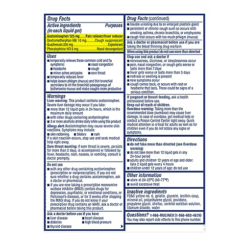 Maximum Strength Mucinex Fast-Max Cold, Flu, & Sore Throat Liquid Gels, 16ct, Controls Cough, Thins & Loosens Mucus, Relieves Nasal & Chest Congestion, Headache & Fever
