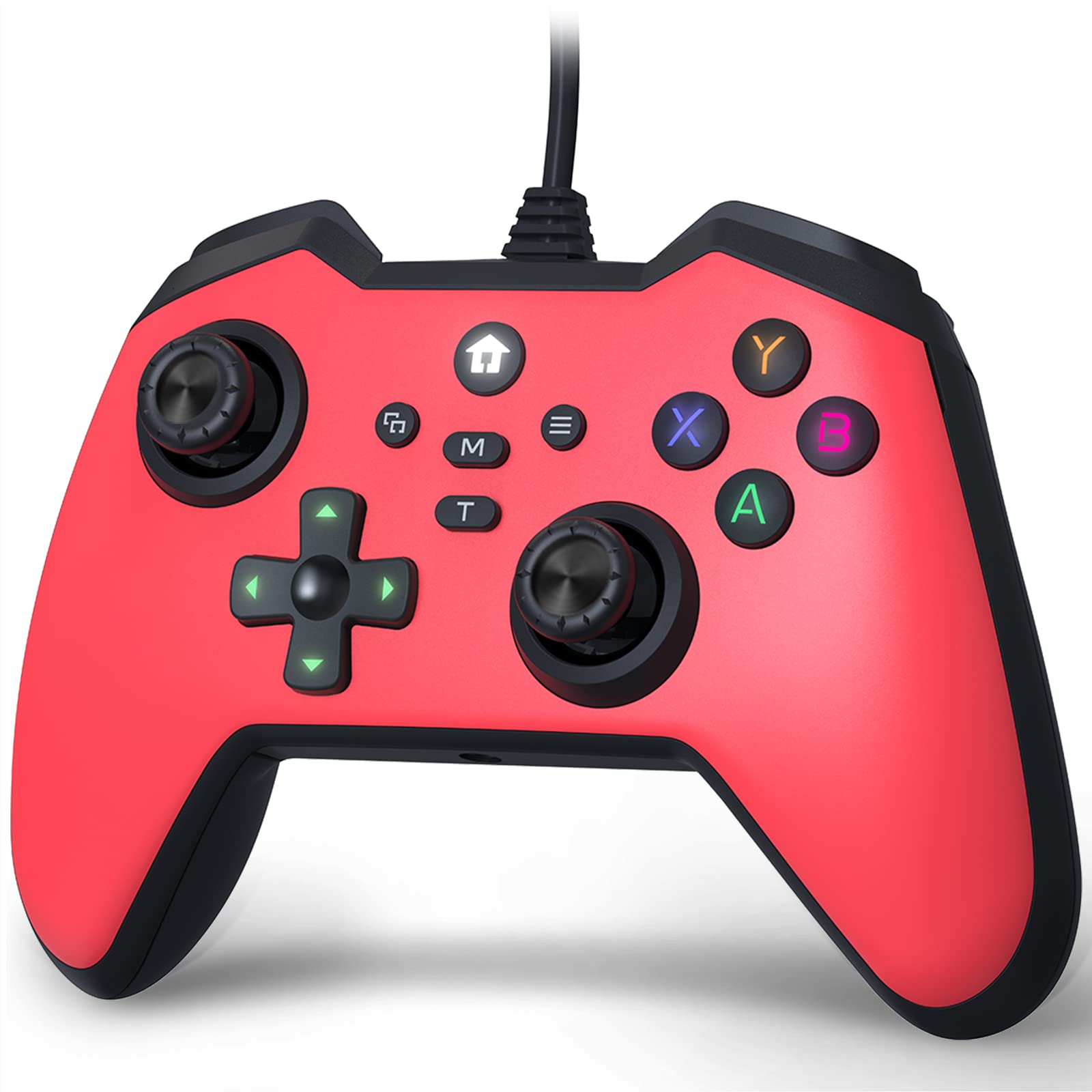 TERIOS Wired Controller Compatible with Xbox one/Xbox Series X/S/Windows10, Video Game Controller with Enhanced Dual Vibration, Audio Jack, Turbo Auto Fire, Replacement Faceplate Cover (Red)