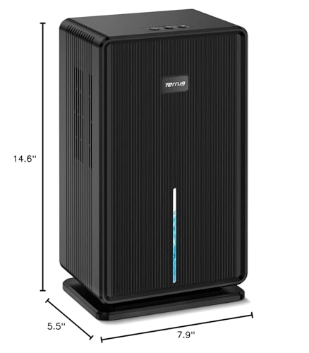 Terrug 550 Sq.Ft 106oz Dehumidifier 3000ml Portable Ultra-Quiet Effective Dehumidifiers with Auto-Off, Basement, Cabinet and Bathroom (Black)