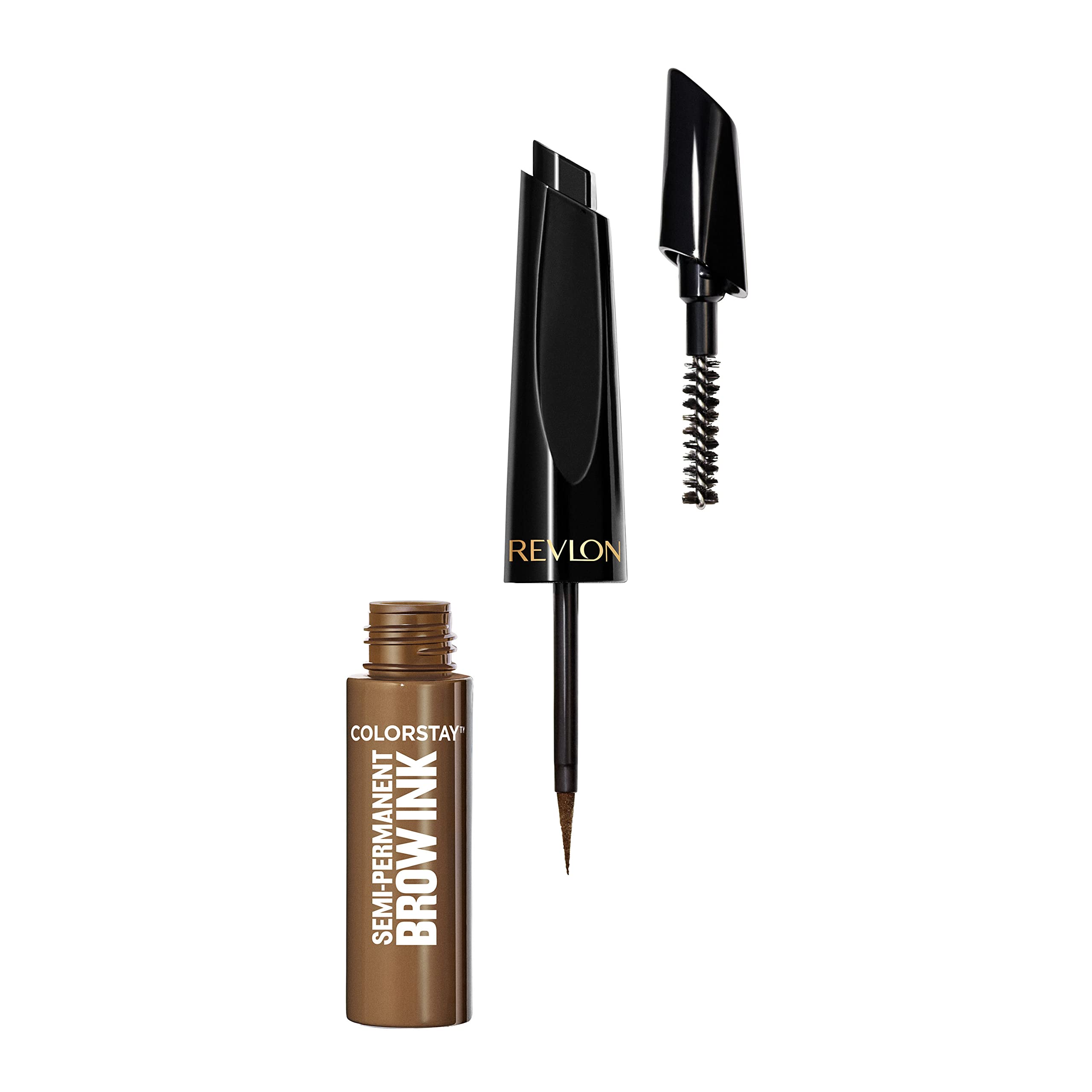 Revlon ColorStay 5-in-1 Semi-Permanent Brow Ink with Spoolie Brush, Waterproof, Transfer-proof, Smudge-proof, Easy to Remove Eyebrow Makeup, 352 Soft Brown Ink, 0.09 fl oz.